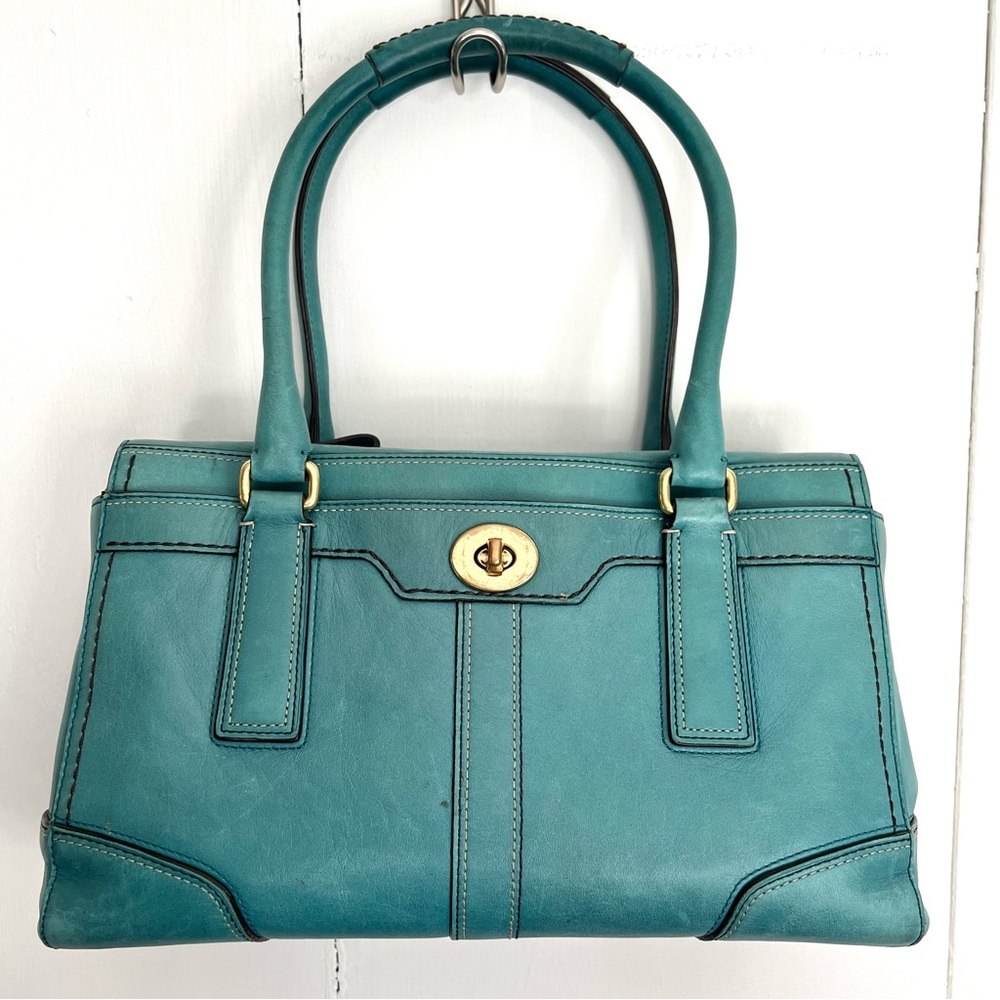 Vintage Coach 11047 Hampton Carryall Teal Blue Leathe… - Gem